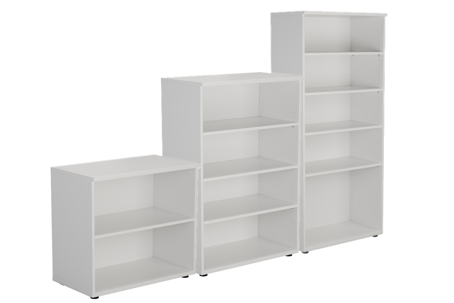 H730mm Kestral White Office Bookcase - 1 Shelf