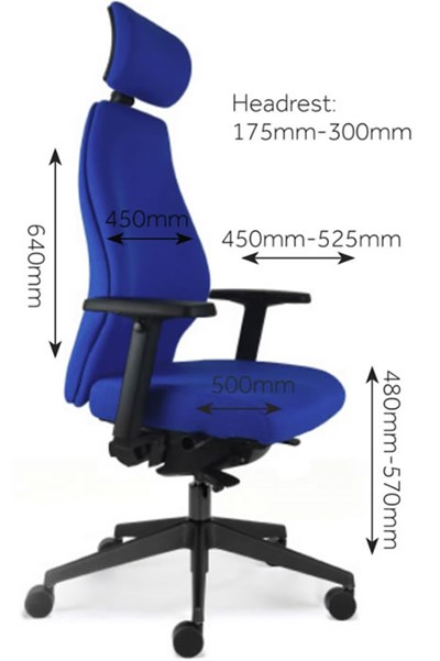 Ergonomic Fabric Office Chair - Tall Backrest With Headrest - Positive ...