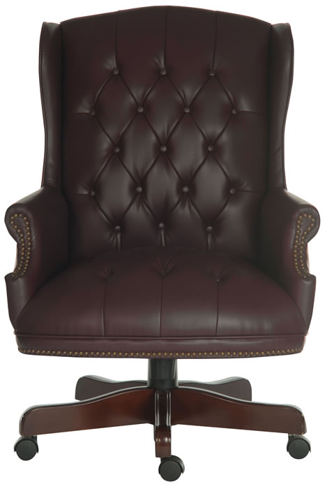 Chairman Traditional Swivel Leather Office Chair - Burgundy