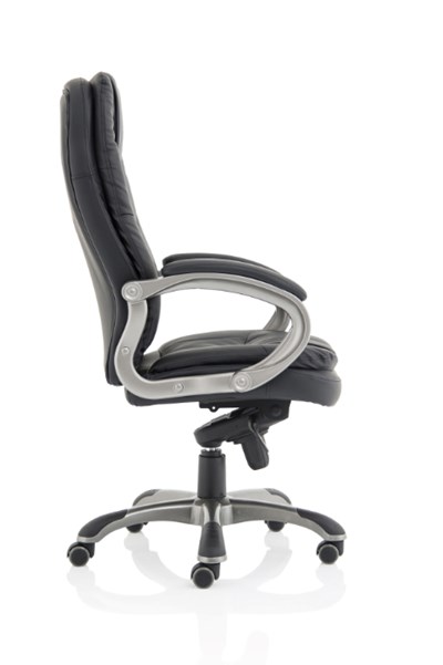 Larger User Black Leather Faced Executive Office Chair - High Back ...