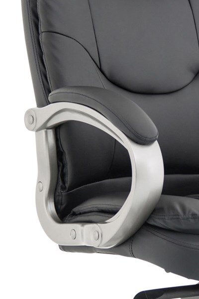 Larger User Black Leather Faced Executive Office Chair - High Back ...