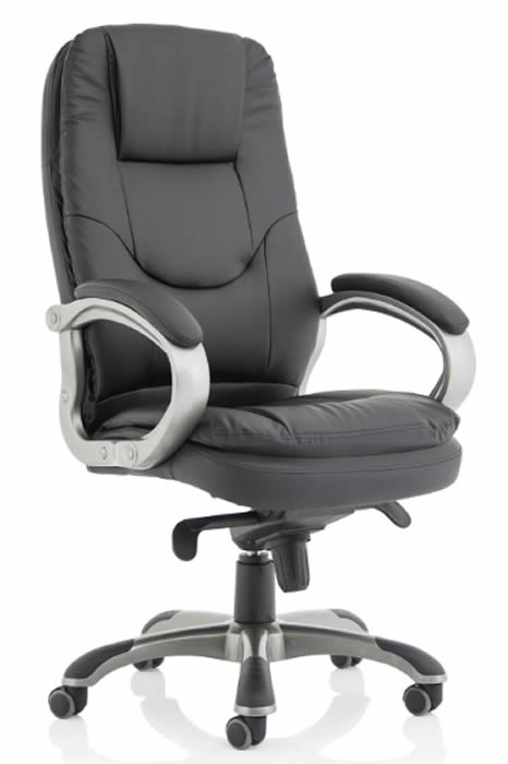 Larger User Black Leather Faced Executive Office Chair - High Back ...