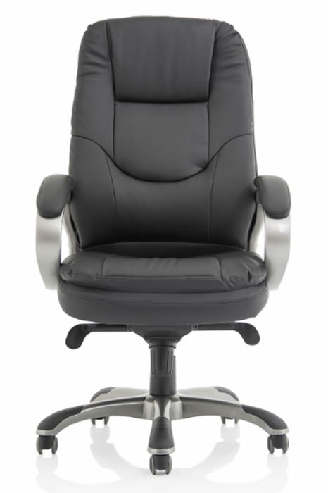 Larger User Black Leather Faced Executive Office Chair - High Back ...