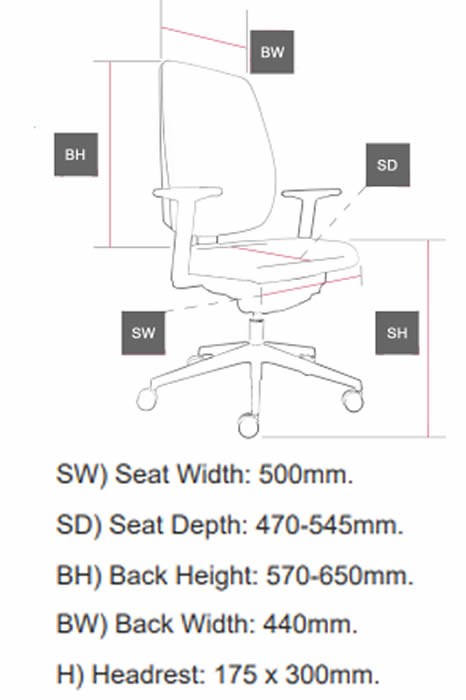 Ergonomic Fabric Office Chair - Tall Backrest With Headrest - Positive ...