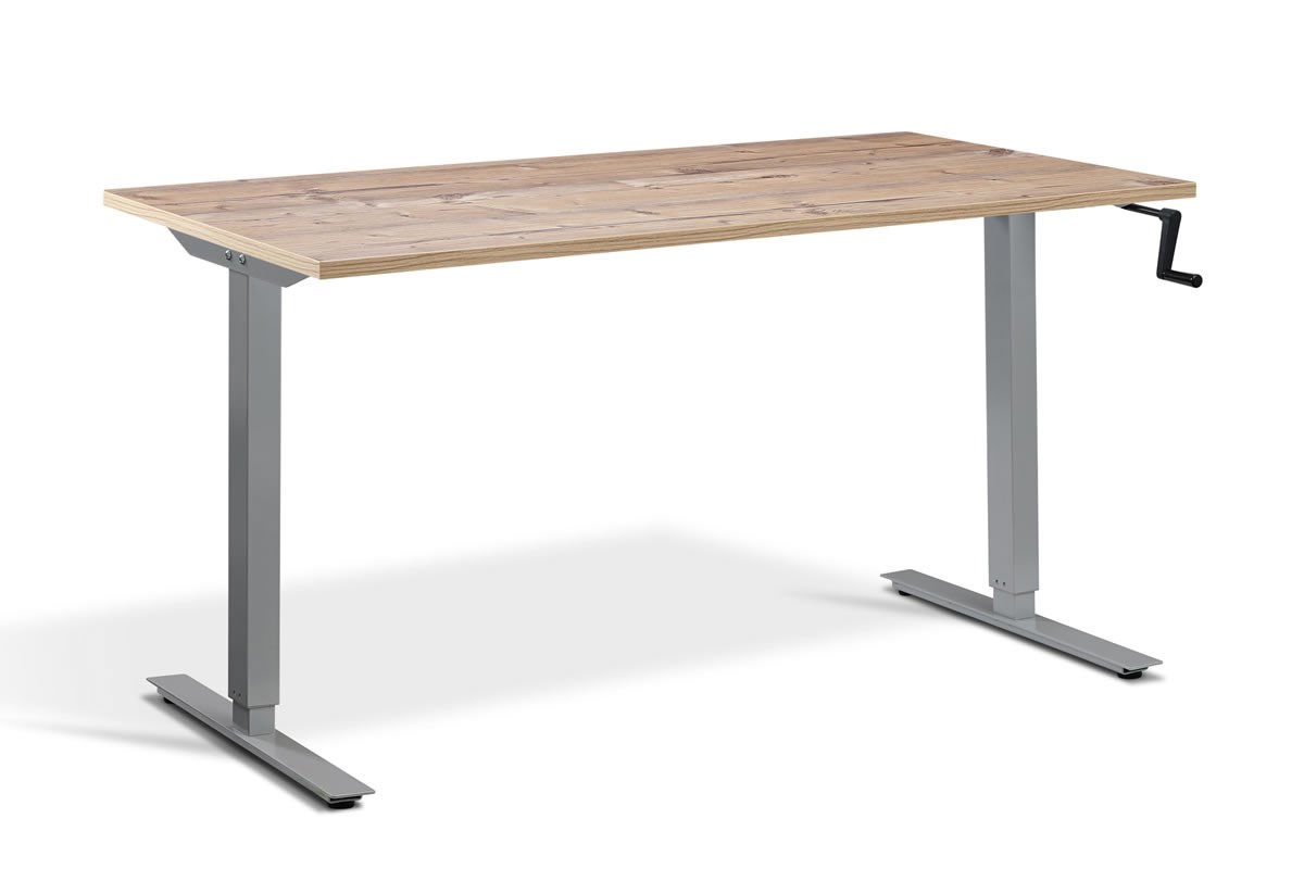 Rectangular Standing Height Adjustable Desk - 1600mm x 800mm Antique ...