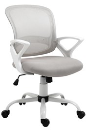 Grey Mesh Office Chair - White Frame - Adjustable Arms - Elise