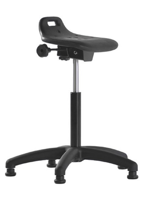 Lab Heavy Duty Sit Stand Stool - Black PU Seat - Tilt Mechanism