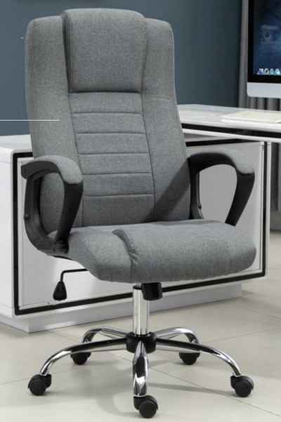 Grey Fabric High Back Ergonomic Office Chair - Deeply Padded - Aldburgh
