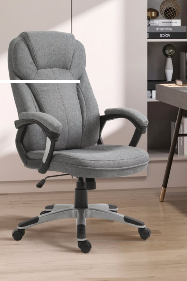 Grey Fabric High Back Ergonomic Office Chair - Deeply Padded - Maddingly