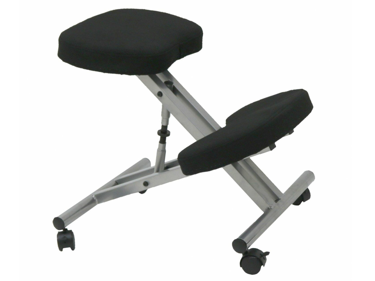 Grey Ergonomic Kneeling Chair - Deeply Padded - Robust Frame - Posture Max