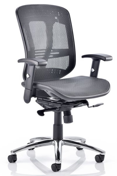 Black High Back Mesh Office Chair With Headrest - Lumber Support ...