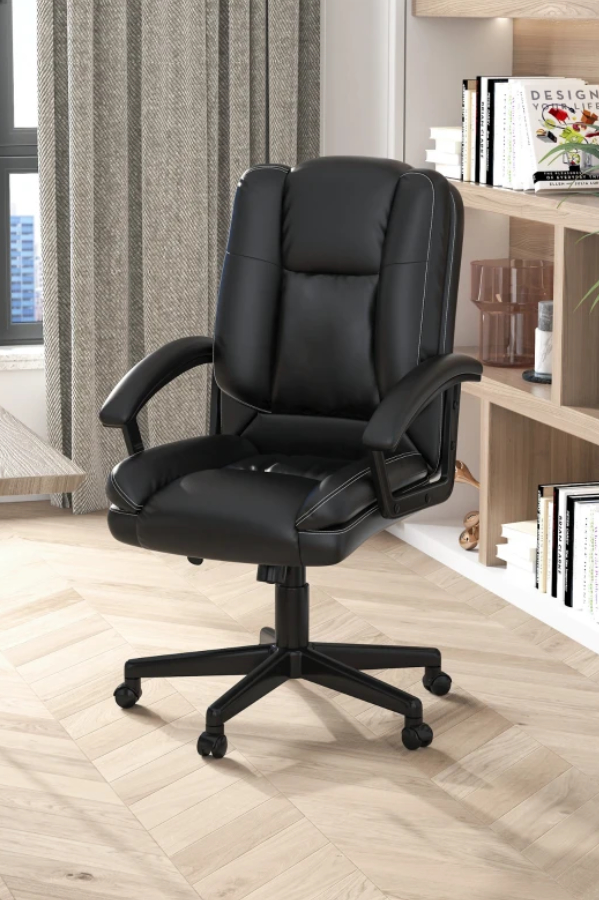 Digby Black PU Leather Executive Office Chair Deeply Padded