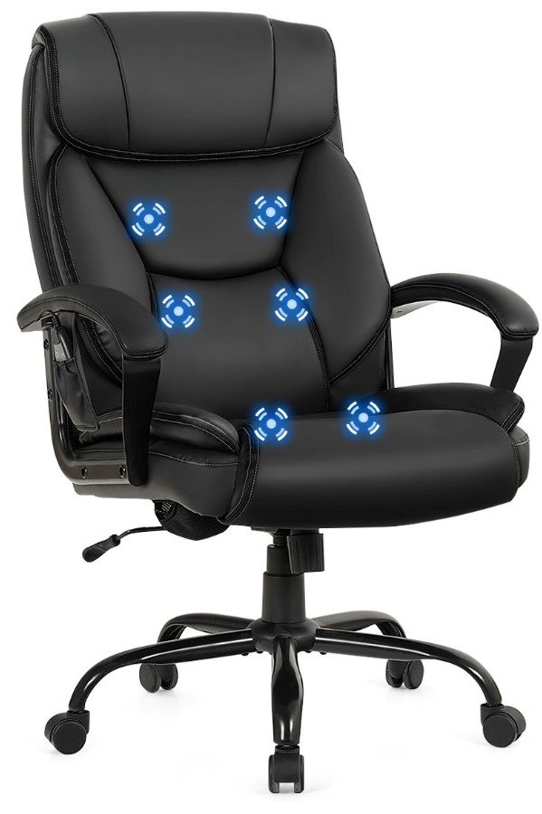 Hudson Heavy Duty Leather Office Chair With Six Massage Points