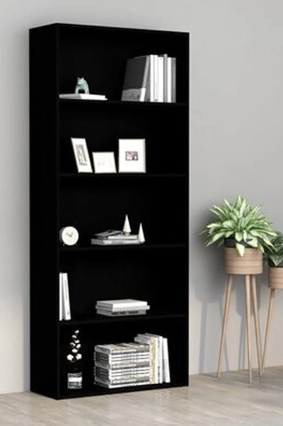 Black 2000mm Tall Office Bookcase - Adjustable Shelves - Optima