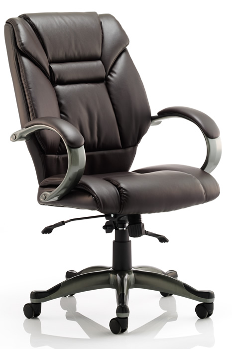 Black Deeply Padded Leather Office Chair - High Back - Ellie