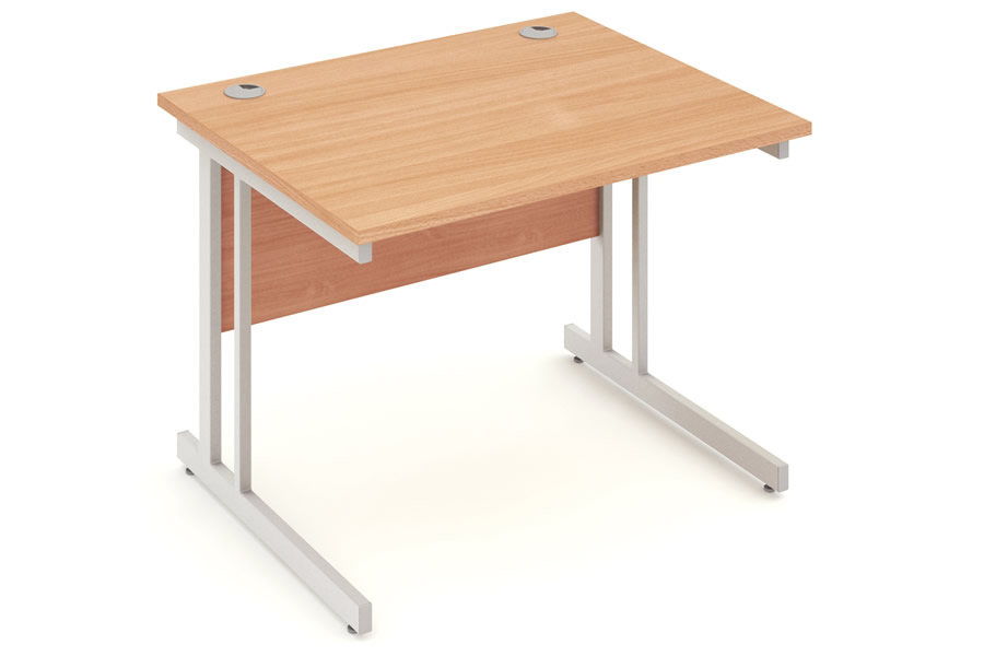 Beech Small Rectangular Cantilever Office Desk - 1000mm Wide - Price Point
