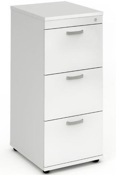 White Three Drawer Filing Cabinet - Lockable - H1125mm x W500mm - Polar ...