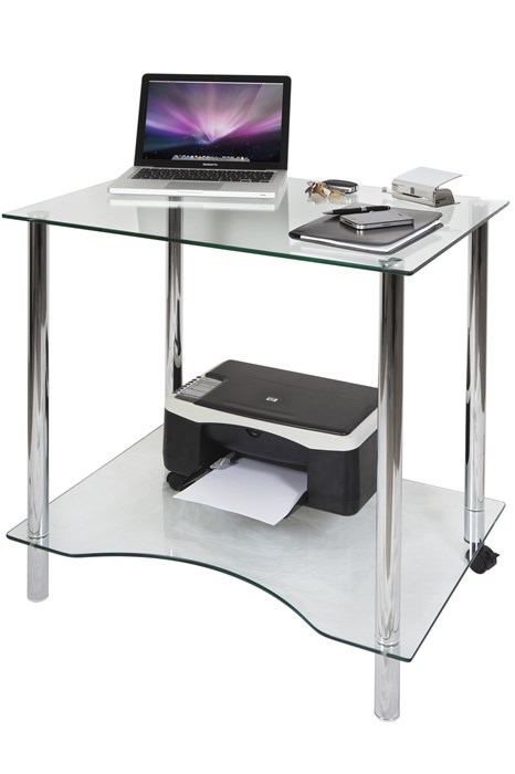Tempered Clear Glass Workstation - Crystal